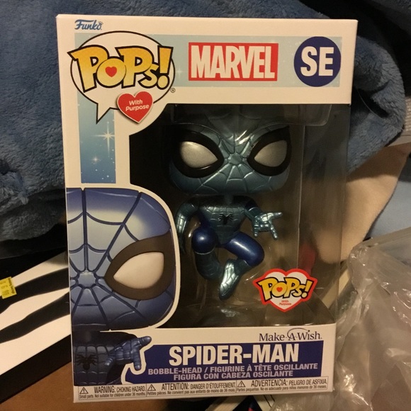 Funko | Other | Funko Blue Metallic Spiderman Pops With Purpose Double ...